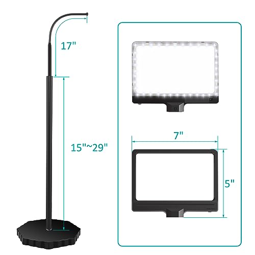 5X Floor Magnifying Glass with Light and Stand, 36 LED Dimmable Floor Magnifying Lamp, 3-in-1 Adjustable Lighted Magnifier for Reading, Sewing, Crafts, Close Work etc