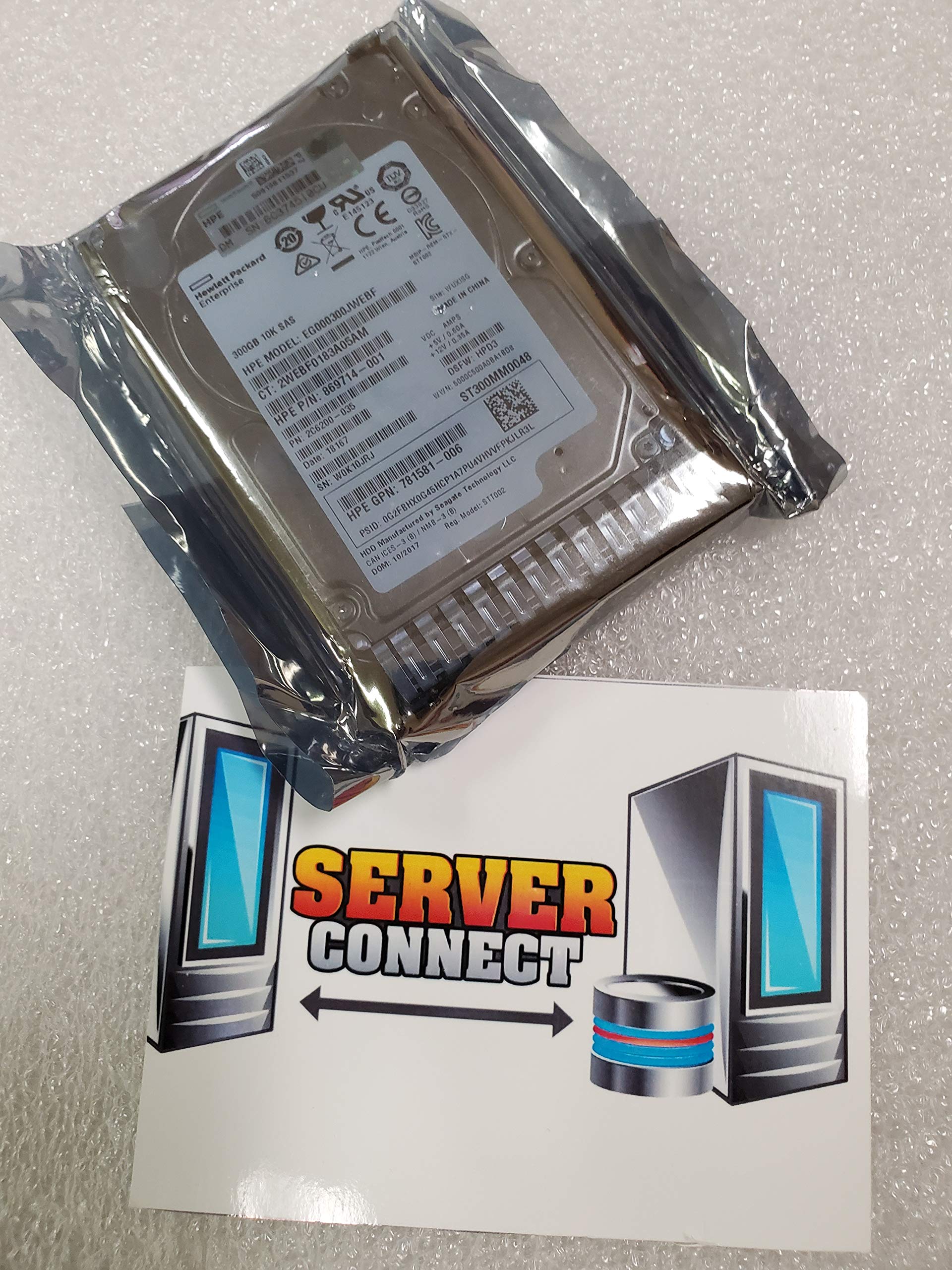 HEWLETT PACKARD EG000300JWEBF HPE 300GB 10K 12G SFF SAS SC Hard Drive