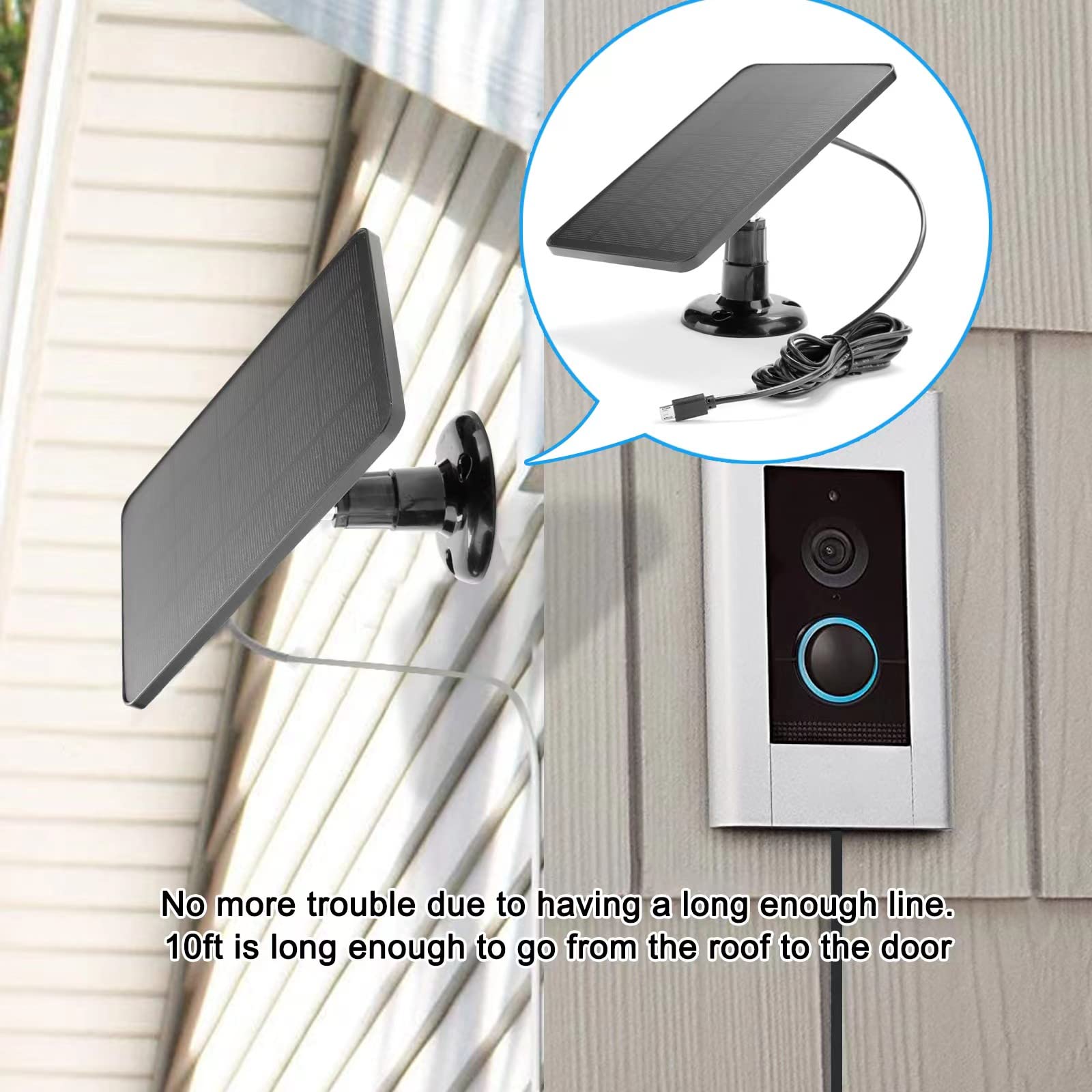 3 Pack Solar Panel Camera Charger Fit for SimpliSafe Outdoor Camera, Arlo GO 1, Arlo Essential Spotlight 2nd gen/Spotlight XL 2nd gen,Arlo pro (not for pro 2) VMC2030 VMA3600 Camera 5V 4W Cable Black