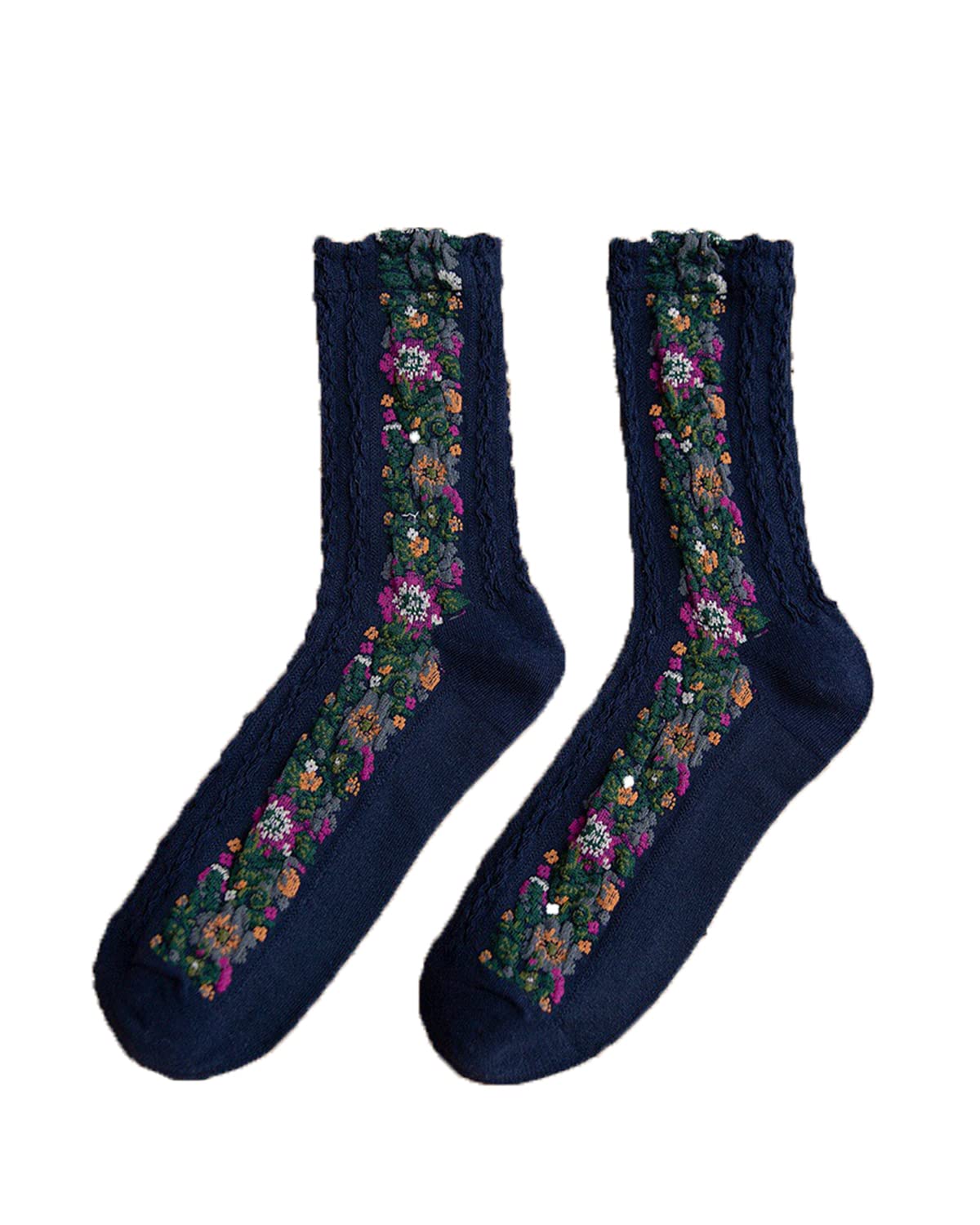 2023 Flower Ladies Socks Women's Long Sock Vintage Cotton Casual Cute Mid-Calf Socks