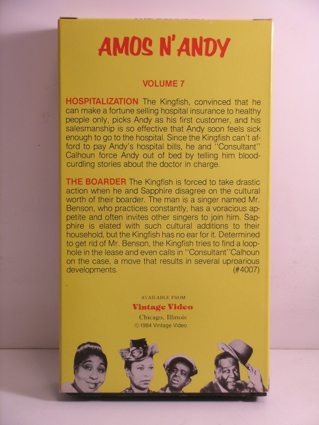 Amos n' Andy TV Show---"Hospitalization & The Boaeder"----VHS Video