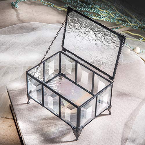 Beveled Glass Box Jewelry Chest Decorative Trinket Keepsake Display Crystal Clear Florentine Stained Glass Gift J Devlin Box 762