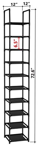 FIDUCIAL HOME 10 Tiers Shoe Rack Space Saving Vertical Single Pairs Sturdy Shoe Shelf Storage Organizer
