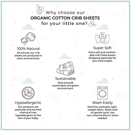 Cuddles & Cribs 2 Pack GOTS Certified Organic Cotton Fitted Crib Sheet - Tan, Owl