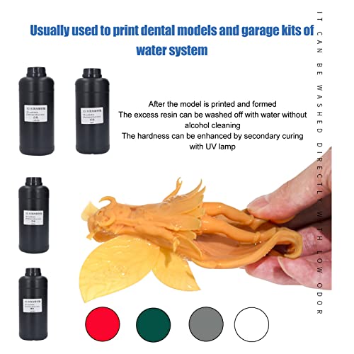 3D Print Resin, Fast Curing Speed 3D Resin Good Hydrophilicity Universal Washable Low Shrinkage for Dental Model(White)