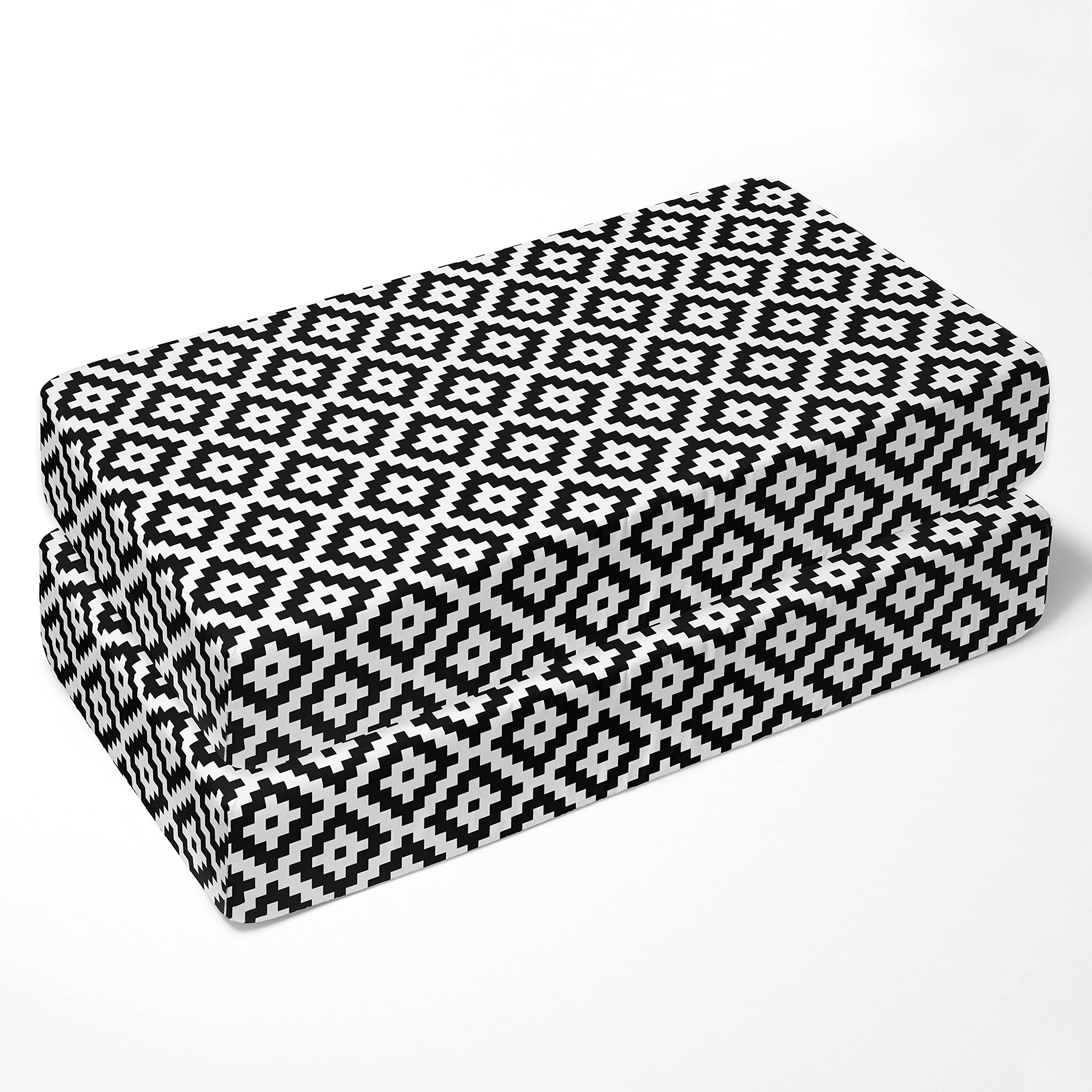Bacati - 2 Pack Love Diamonds Aztec Neutral 100% Cotton Soft Breathable Percale 2 Pack Crib/Toddler Bed Fitted Sheets (Black)