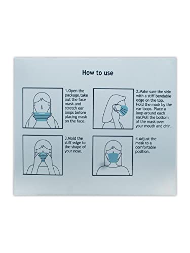 MAGID 3 Ply Disposable Face Mask with Adjustable Nose Bridge - Pack of 50 Masks - Breathable 3 Layer Face Mask Covers with Elastic String Earloops (MM005)