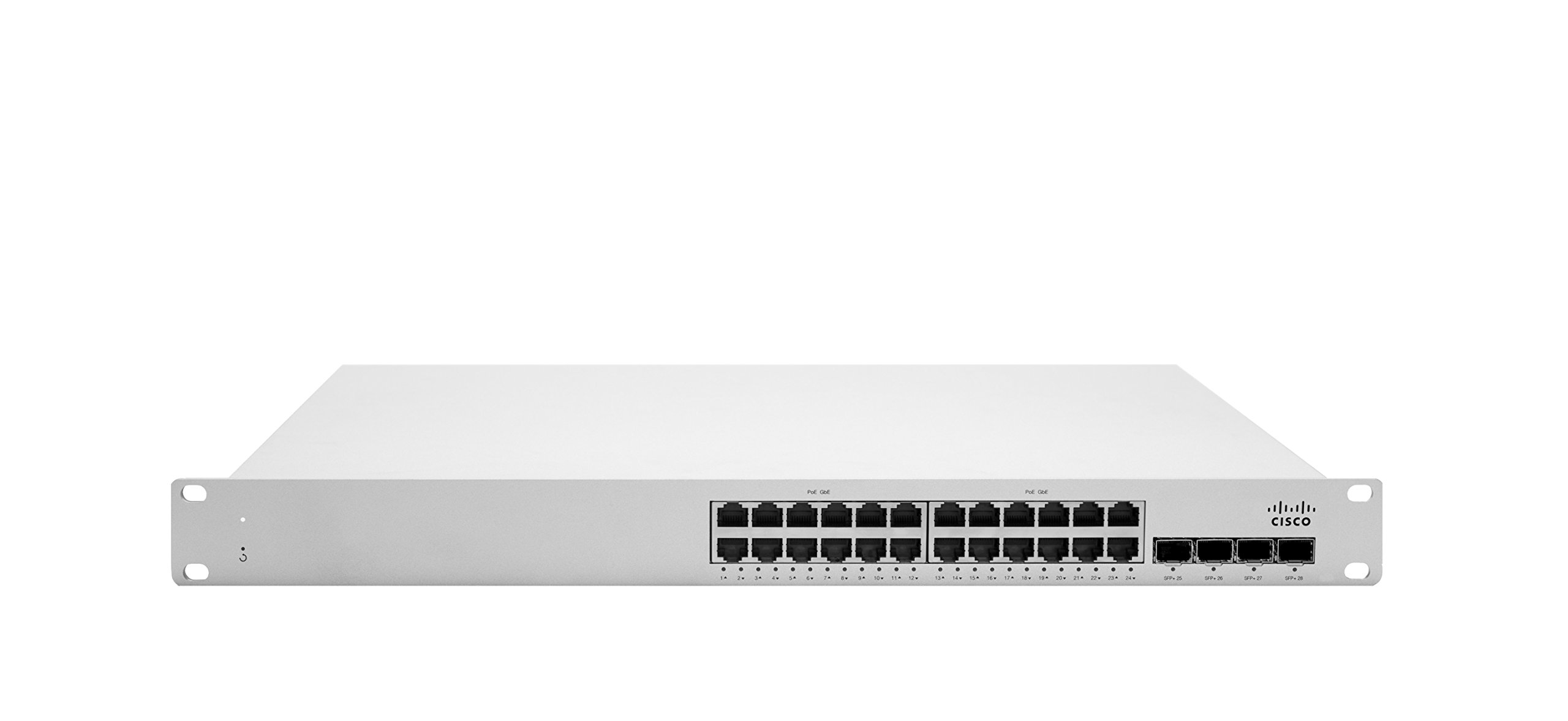 CISCO DESIGNED Meraki Cloud Managed MS225-24P Series 24 Port Gigabit Switch - 24x 1GbE Ports, 4 x SFP 10GbE Uplink Interfaces, 370W PoE