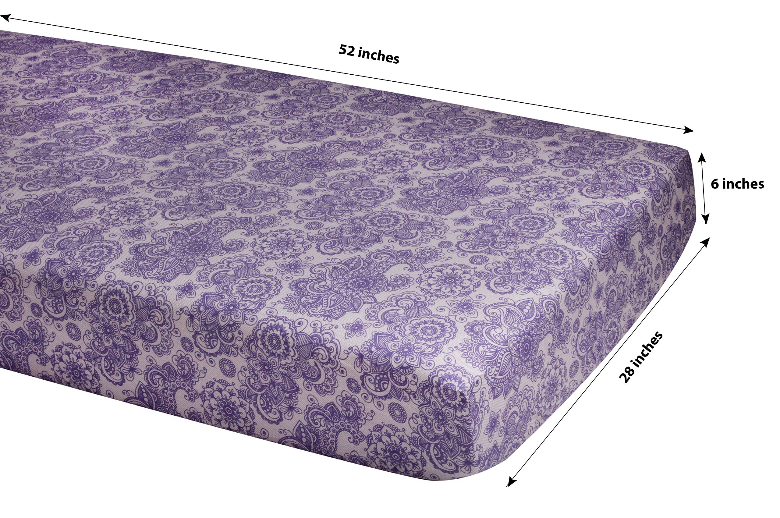 Bacati - 2 Pack Paisley Floral 100 Percent Cotton Percale Universal Baby US Standard Crib/Toddler Bed Fitted Sheets (Lilac Purple Scroll)