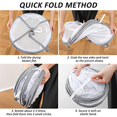 AUTODECO 2 Pack 3-Tier Folding Mesh Clothes Hanging Dryer, Sweater Drying Rack, Large Laundry Drying Rack, Lay fold Flat Dry Hanger, Mesh Clothes Hanging Dryer - XL(3Tier)+XL(3Tier)
