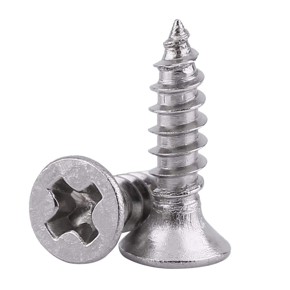 M3 Self Tapping Screws Assortment Set, Stainless Steel Phillips Wood Screws, 200pcs(Flat Head)