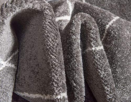 Unique Loom Trellis Frieze Collection Area Rug - Geometric (5' Square, Dark Gray/ Ivory)