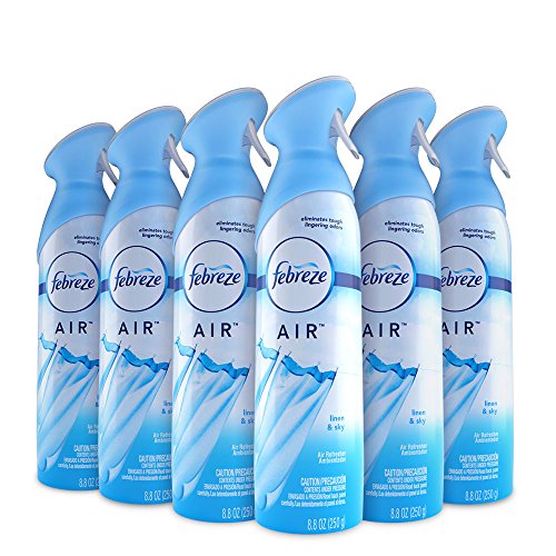 Lasko Oscillating Tower Fan, Remote Control, 3 Speeds, for Bedroom, Kitchen, Office, 36", Black, 2511 and Febreze AIR Effects Air Freshener Linen & Sky, 8.8 oz (Pack of 6)