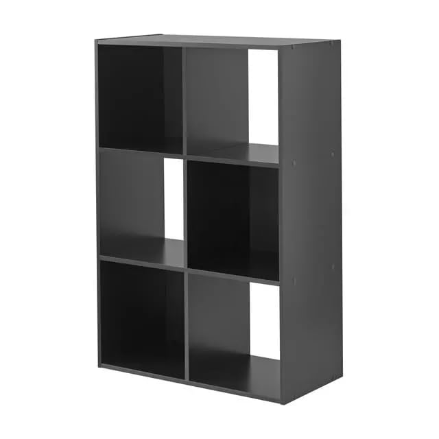 6-Cube Storage Organizer 3-Tier Bookcase Display Shelf for Home Office, Black