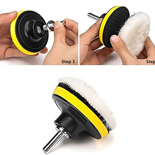 BESUNTEK Car Polishing Pad Kit, 11 Pcs 5 Inch Car Foam Sponge Drill Polishing Disc Woolen Buffer Pads with M10 Drill Adapter for Car Sanding Polishing Waxing Sealing Glaze (5 Inch)