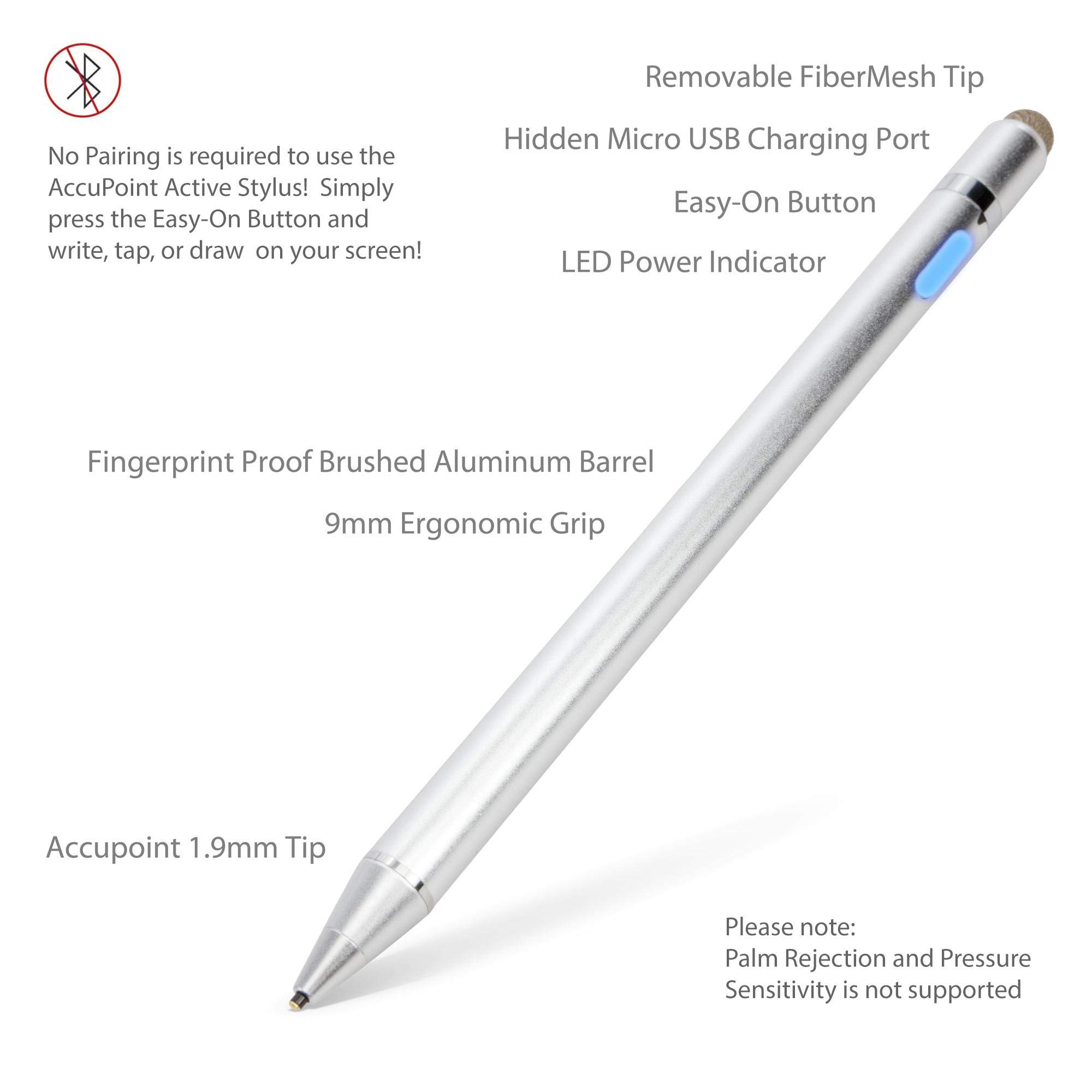 BoxWave Stylus Pen Compatible with Simbans PicassoTab 10 - AccuPoint Active Stylus, Electronic Stylus with Ultra Fine Tip for Simbans PicassoTab 10 - Metallic Silver