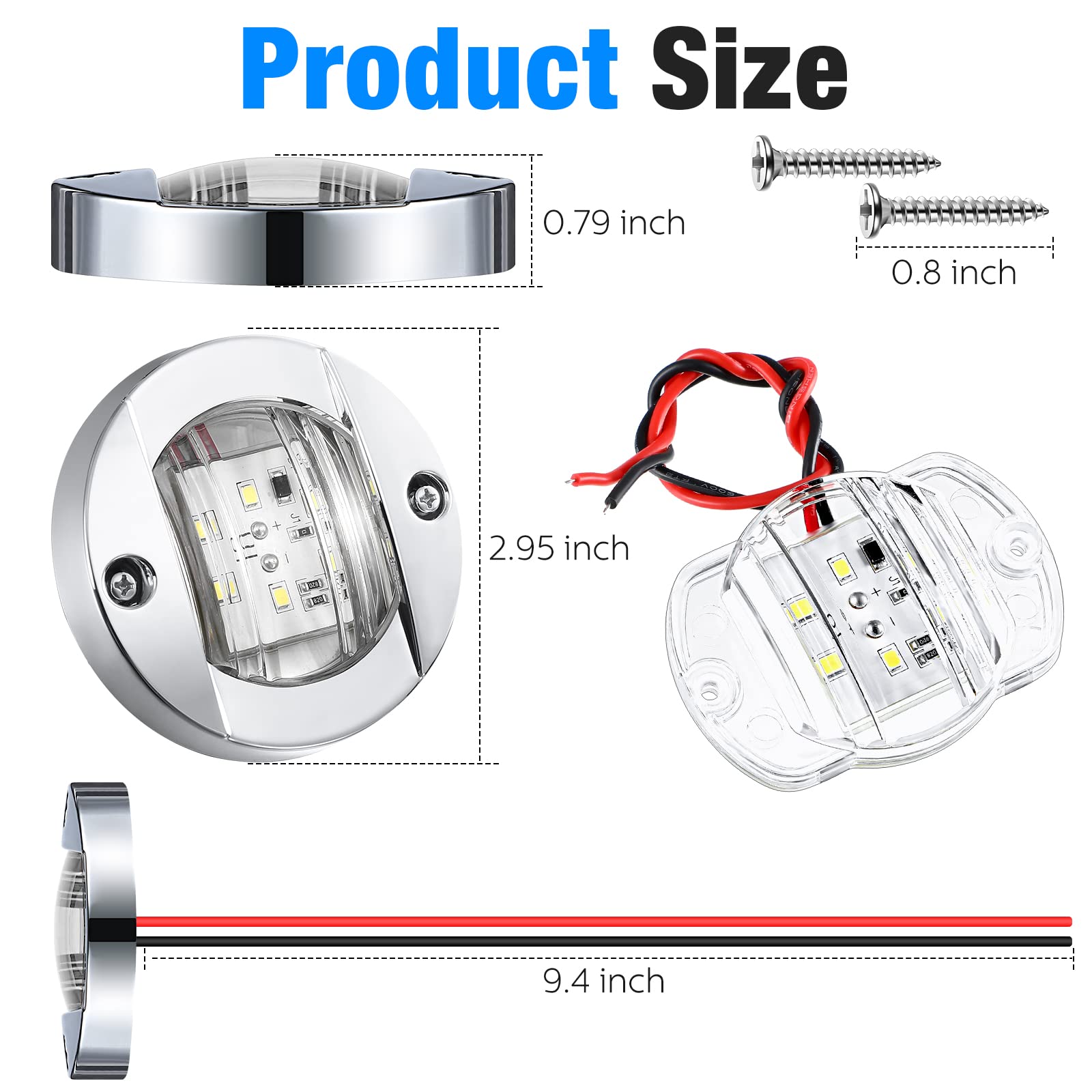 20 Pcs Marine Boat Interior Lights 12V 3 Inch Round LED Boat Deck Courtesy Light Waterproof Navigation Lights 6 LED Transom Mount Stern Anchor Light Surface Mount (White)