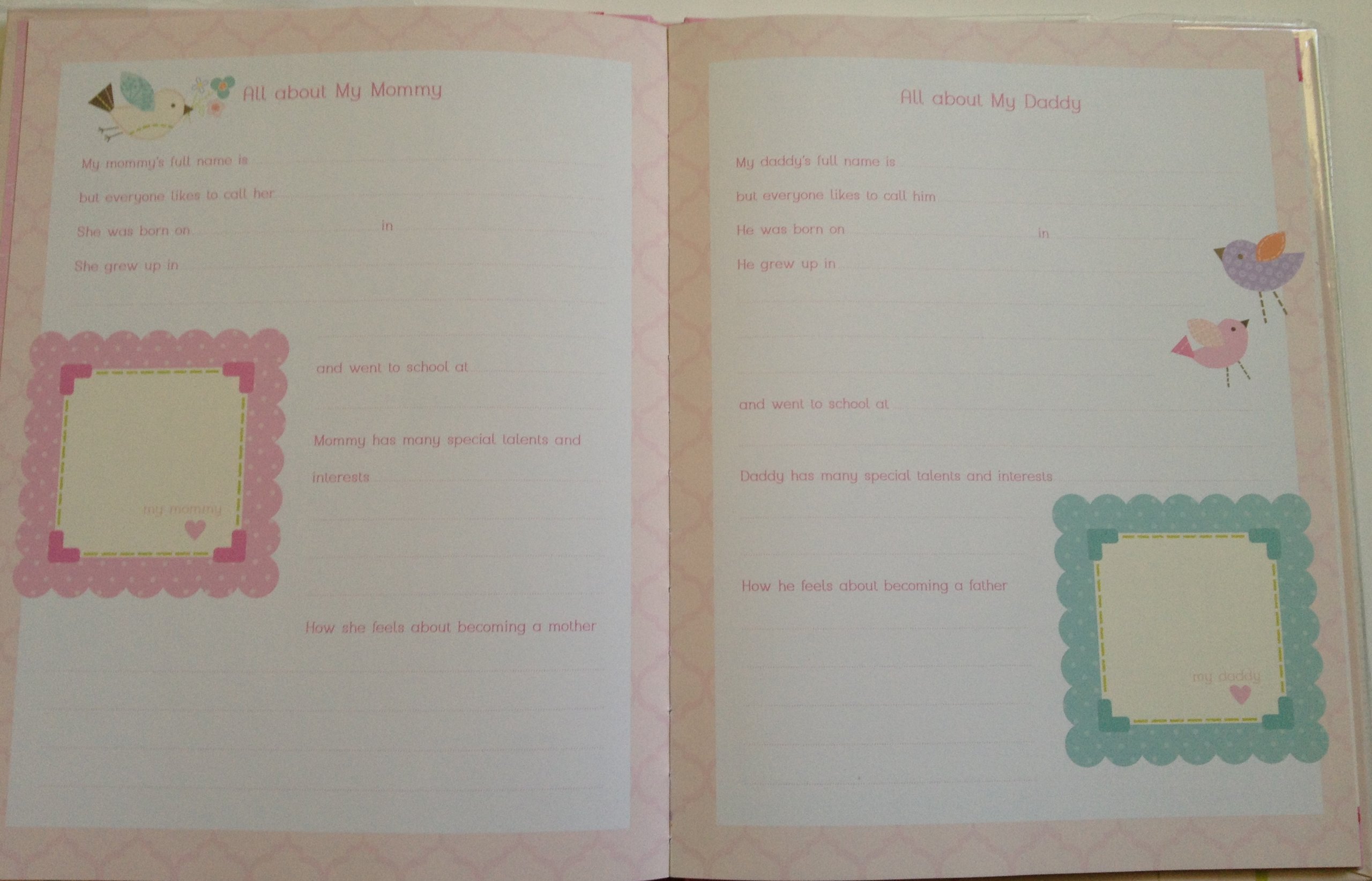 Baby's First Memory Book "Look Whoo's Adorable" Pink W/flowers, Owls, & Bird