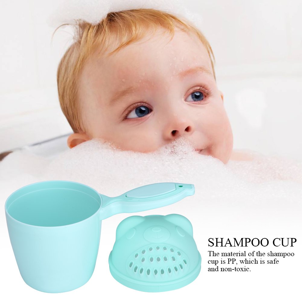 Baby Shampoo Rinse Cup Waterfall Rinser Bath Cup Kid Wash Hair Bathing Flusher Eye for Kids(Green)