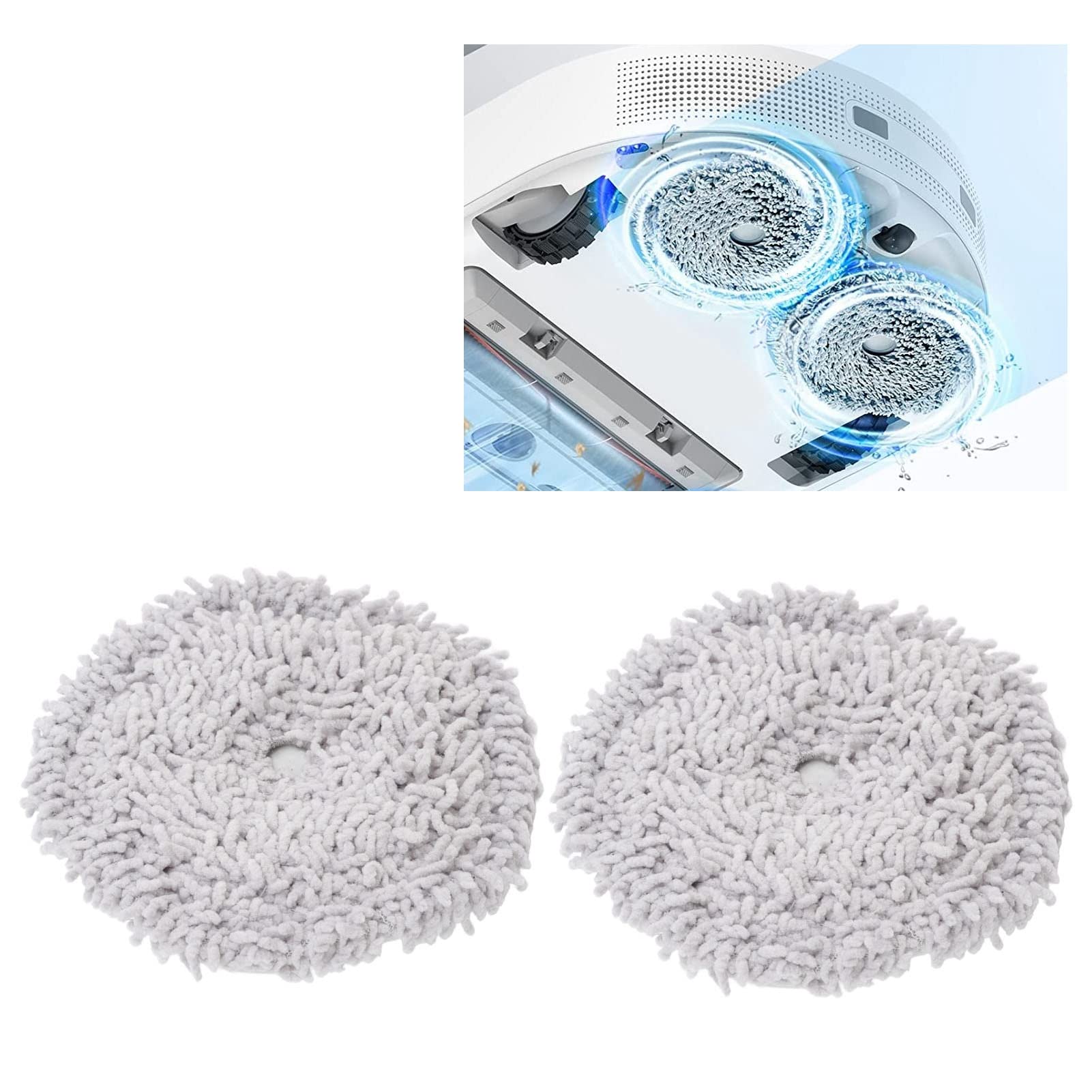 2Pcs Replacement Mop Pad Sweeper Cleaning Mop Cloth Side Brush Acuum Cleaner Rag Accessories Practical Durable for Dreame W10 Pro