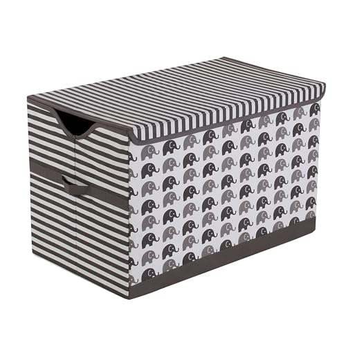 Bacati Elephants Unisex Fabric Storage Toy Chest to Keep Your Childs Room Organized, Grey
