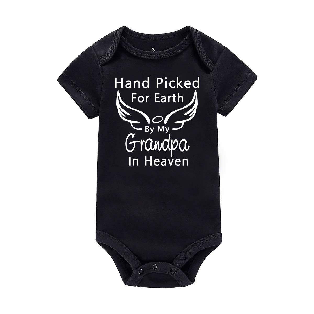 AMMENGBEI Baby Boys Girls Rompers Hand Picked for Earth by My Grandma Grandpa in Heaven Summer Bodysuit (0-3M, Grandpa Black)