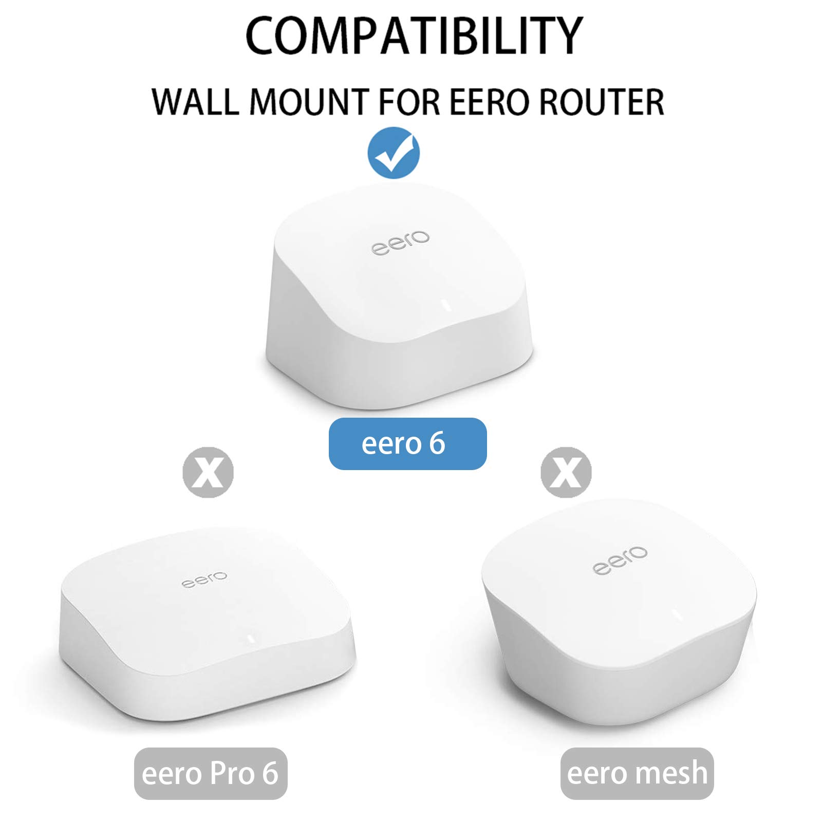 HOLACA Outlet Wall Mount Hanger for eero 6 Dual-Band mesh Wi-Fi 6 Router, Space Saving Holder, Easy Moved, Cord Management for eero 6 without Messy Wires and Screws (2 Pack)