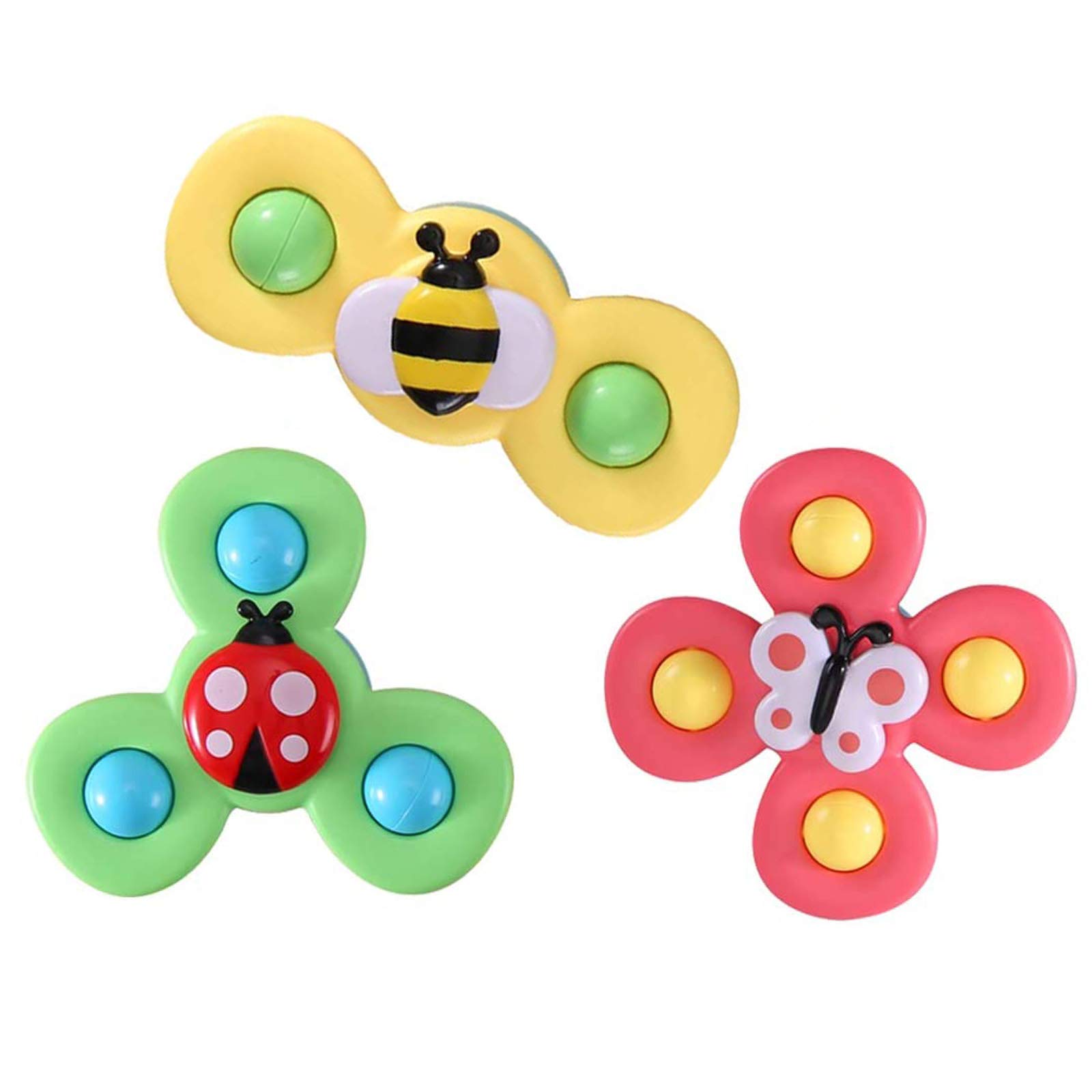 Addmos Suction Toys for Boy Girls, Baby Bath Toys, Infant Baby Toys Suction Cup Spinning Top Toy, Christmas Birthday Gifts for Toddlers(3PCS )