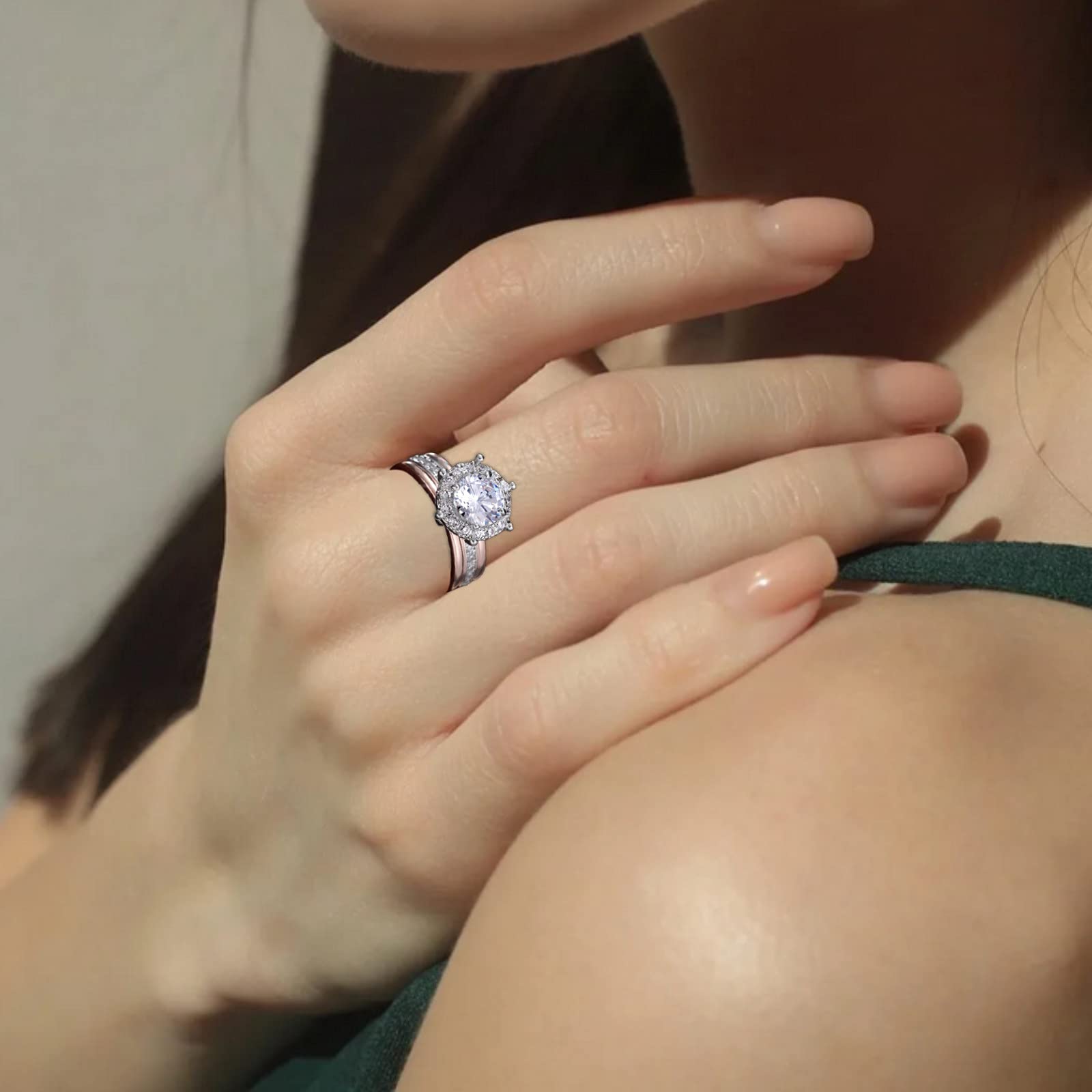 2022 New Gorgeous Ring Creative Two-tone Zircon Engagement Ring Gift for Women Gilrs