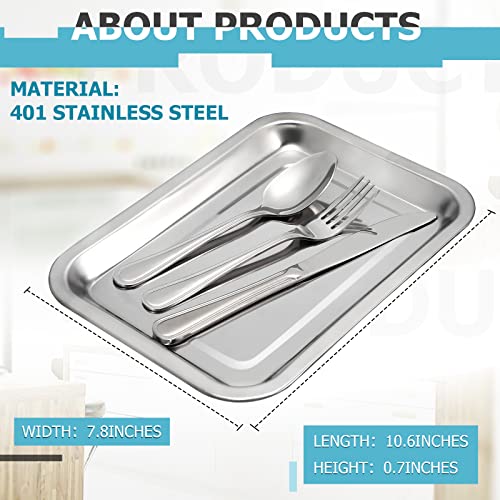 6 Pack Stainless Steel Tray Sturdy Baking Pans Metal Tray Baking Sheets Safe Cookie Sheet Toaster Oven Pan Rectangle 10.4 x 7.6 x 0.7 Inch for Kitchen Cooking, Easy Clean