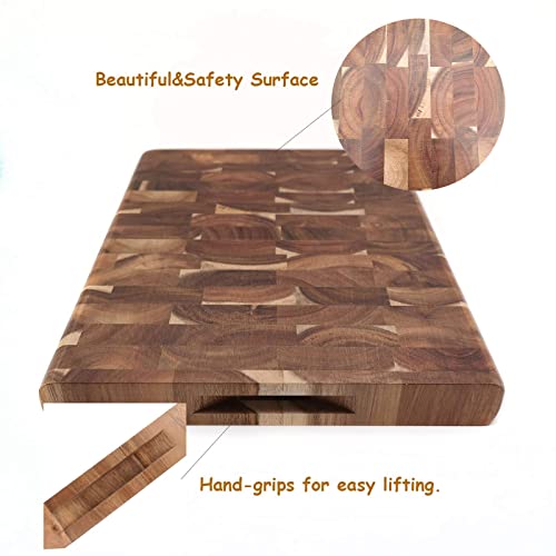 Kitory Heavy Duty Cutting Boards - Large Size Acacia Wood Board Corrosion Resistance High Toughness - Ultra Thick Kitchen Cutting Board - Ideal for Chopping Bones, Cutting Meat, Vegetables, Fruits