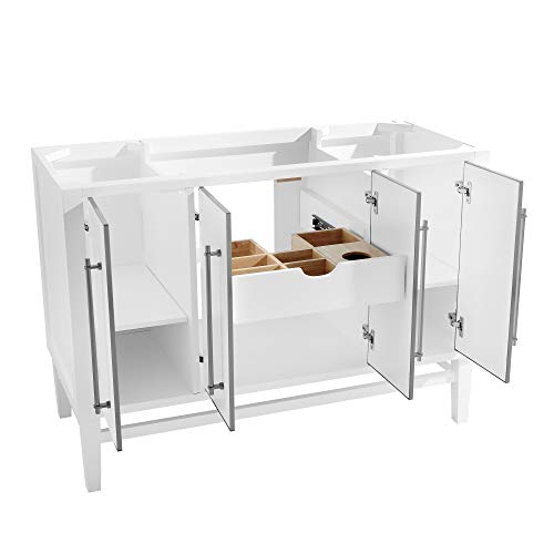 Avanity White 48-Inch Mason Bath Vanity Cabinet with Silver Trim