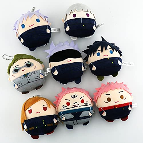 AMNPOLEN Anime Plush Doll Figures Gojo Satoru/Yuji Itadori Plushie Stuffed Toys Keychain Cosplay Props Gift for Fans (Gojo Satoru (A), 10cm/3.94inch)