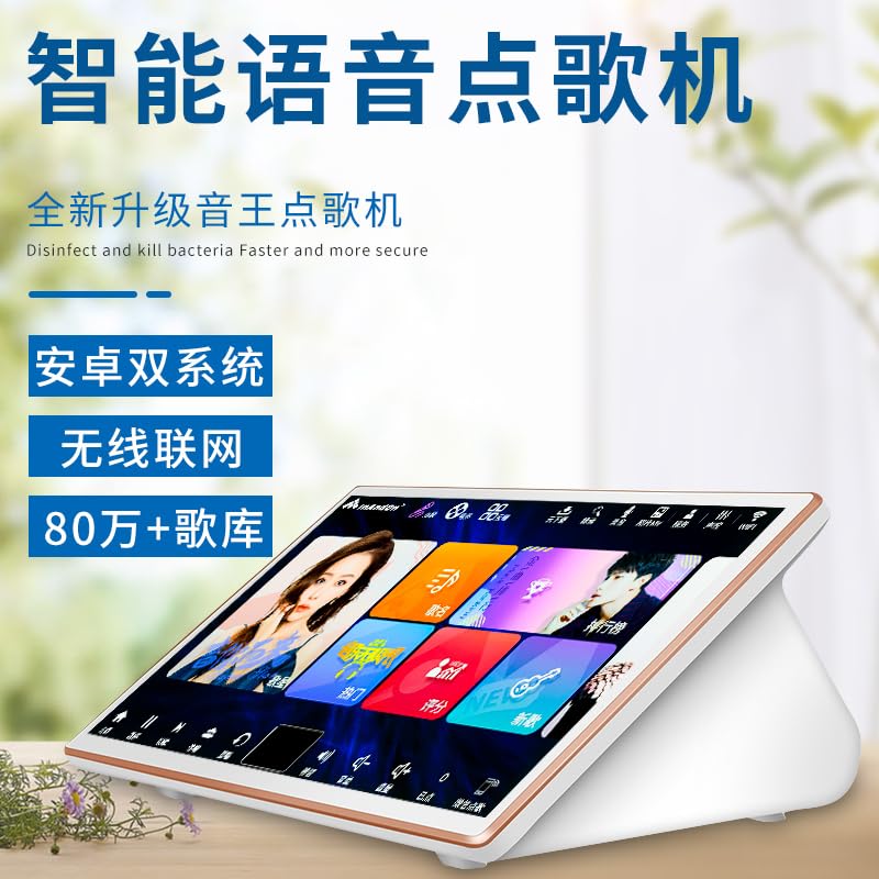 2022 New inandonkod Karaoke Machine 音王KV-503 Max 21.5 Inch Touch Screen Wireless Microphone with Effect Cloud Update Download Song Family Party Karaoke Playback (6T Harddisk, Black)