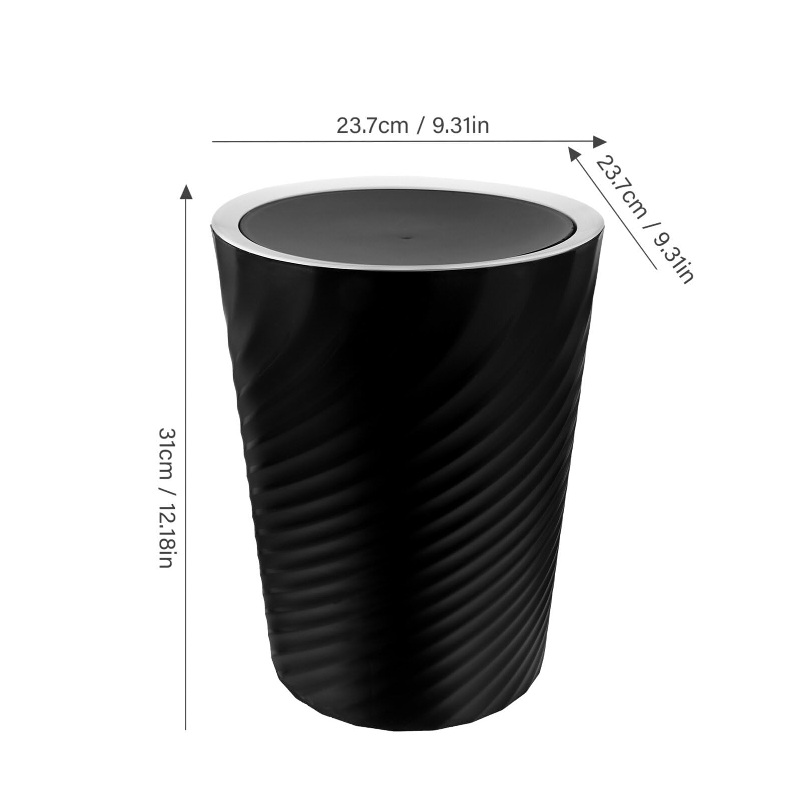 ABOOFAN Trash Can with Swing Lid 10L Plastic Wastebasket Garbage Container Waste Bin for Kitchen Bathroom Bedroom Office Under Desk