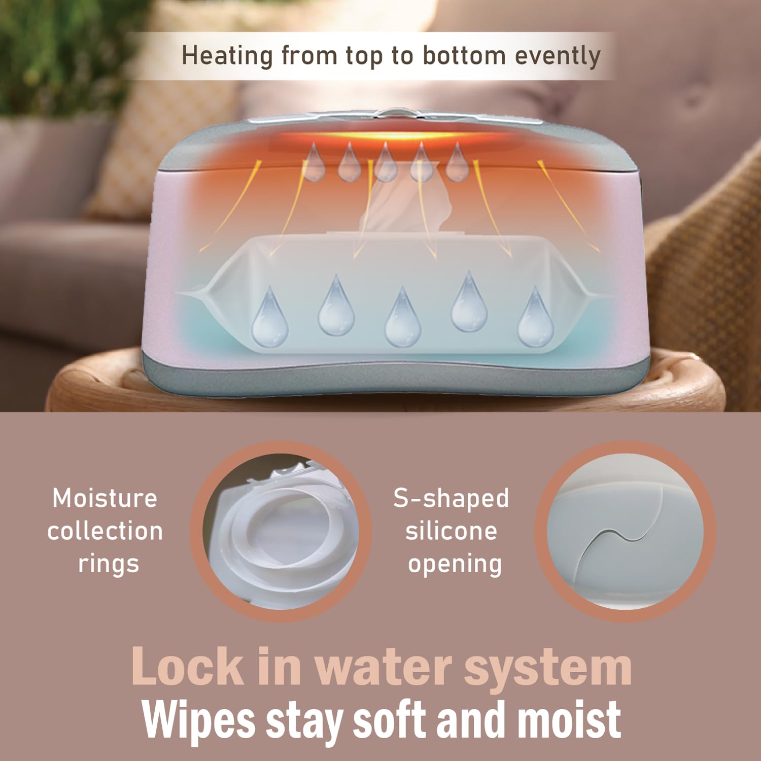 Baby Wet Wipe Warmer & Dispenser, Holder and Case - with Easy Press On/Off Switch, Only Available at Amazon