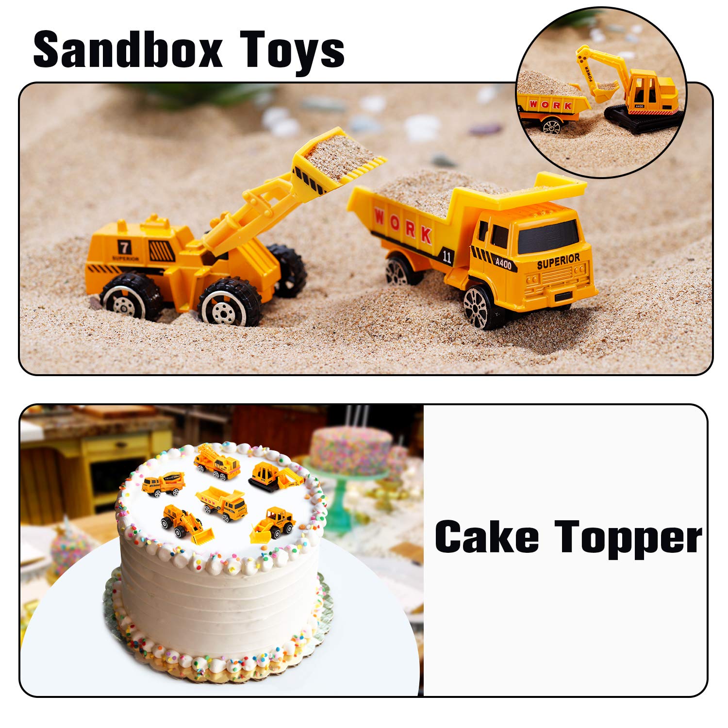 Alloy Truck Mini Pocket Size Construction Models Play Vehicles Toy Trucks for Boys Age 2 3 4,Kids Party Favors Cake Decorations Topper Birthday Gift,6Pcs Set