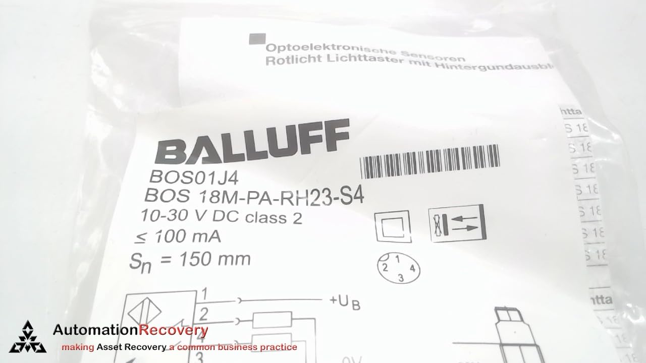 Balluff Bos 18M-Pa-Rh23-S4, Diffuse Sensor, Bos01j4 Bos 18M-Pa-Rh23-S4