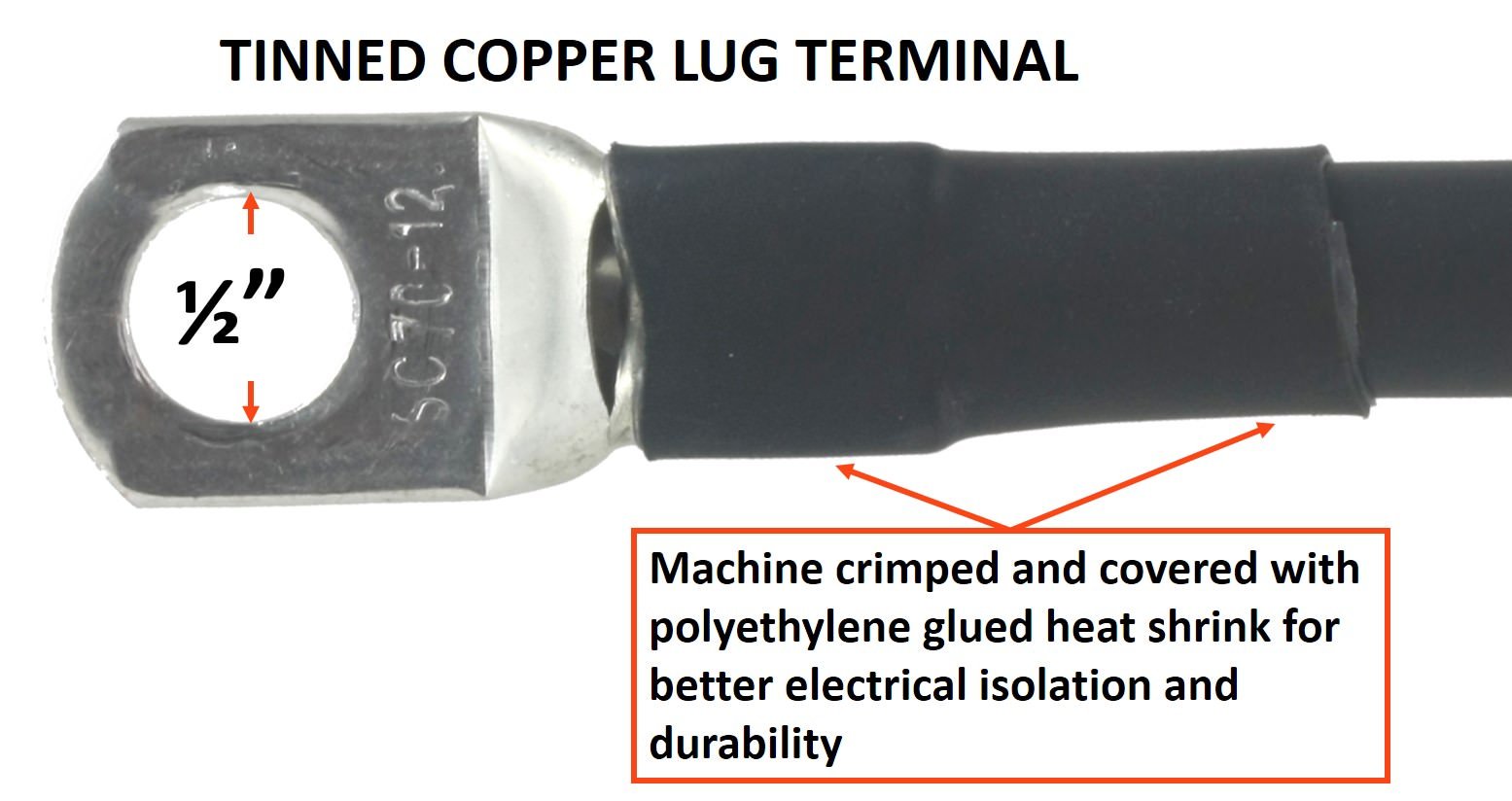 200 Amp Welding Ground Clamp Lead Assembly - Terminal Lug Connector - #2 AWG cable (15 FEET)