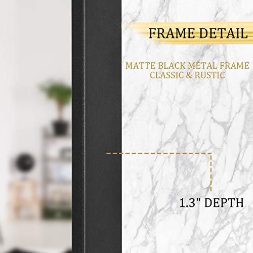 LEORISO 16 x 24” Black Bathroom Mirror for Wall, 1.3” Metal Frame Rectangle Mirror, Wall-Mounted Mirror Hangs Horizontal Or Vertical