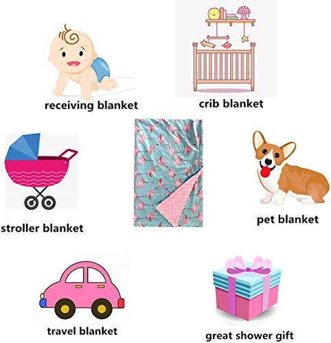Baby Blanket Super Soft Minky Blanket with Double Layer Dotted Backing Pink Flamingo Security Blanket for Newborns Nursery Stroller Receiving Toddlers Crib Bedding for Boy or Girl(30 x 40 Inch)