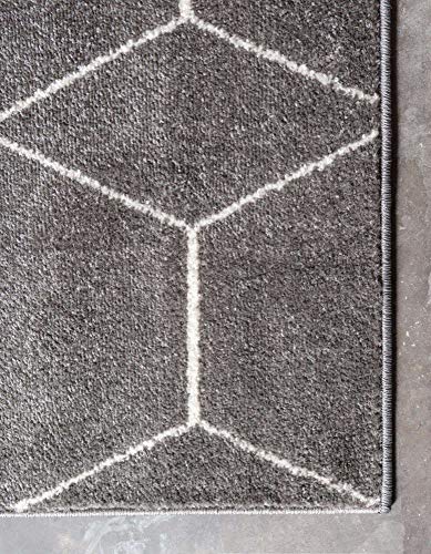 Unique Loom Trellis Frieze Collection Area Rug - Geometric (5' Square, Dark Gray/ Ivory)