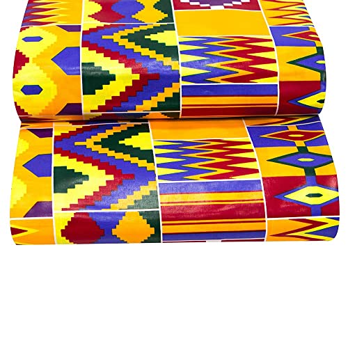 African Fabric 100% Cotton Kente Cloth by The Yard 6 Yards African American Ankara Print Wax Fabric 1381