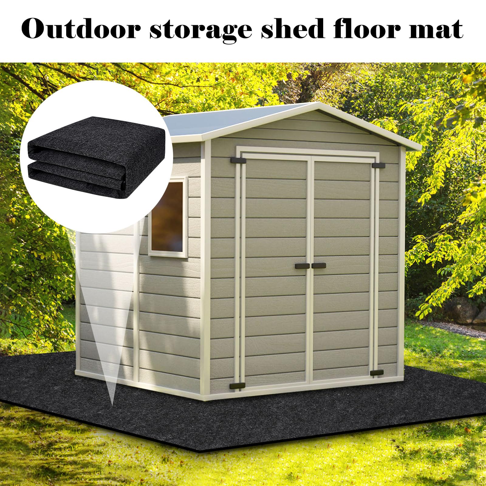 6.2x8.2 TF Outdoor Storage Shed Floor Mat Shed Flooring Outdoor Storage Room Mat, Waterproof, Moisture-Proof, Dustproof, Thickened and Not Easily Dirty, Excluding Storage Shed