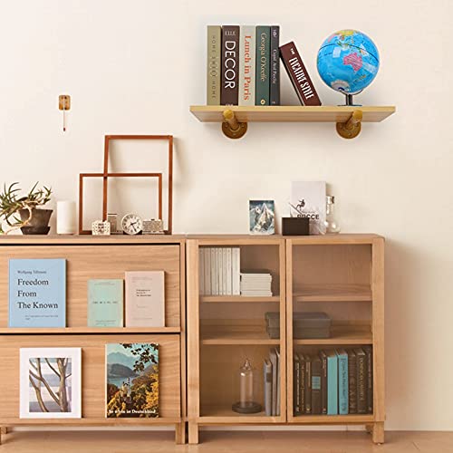 8 Inch Industrial Pipe Clothing Rack, 4 Pcs Gold Shelf Brackets, Wall Mounted Clothes Rack, Heavy Duty Vintage Metal Garment Bracket Frame for Commercial or Residential Wardrobe Clothes Display