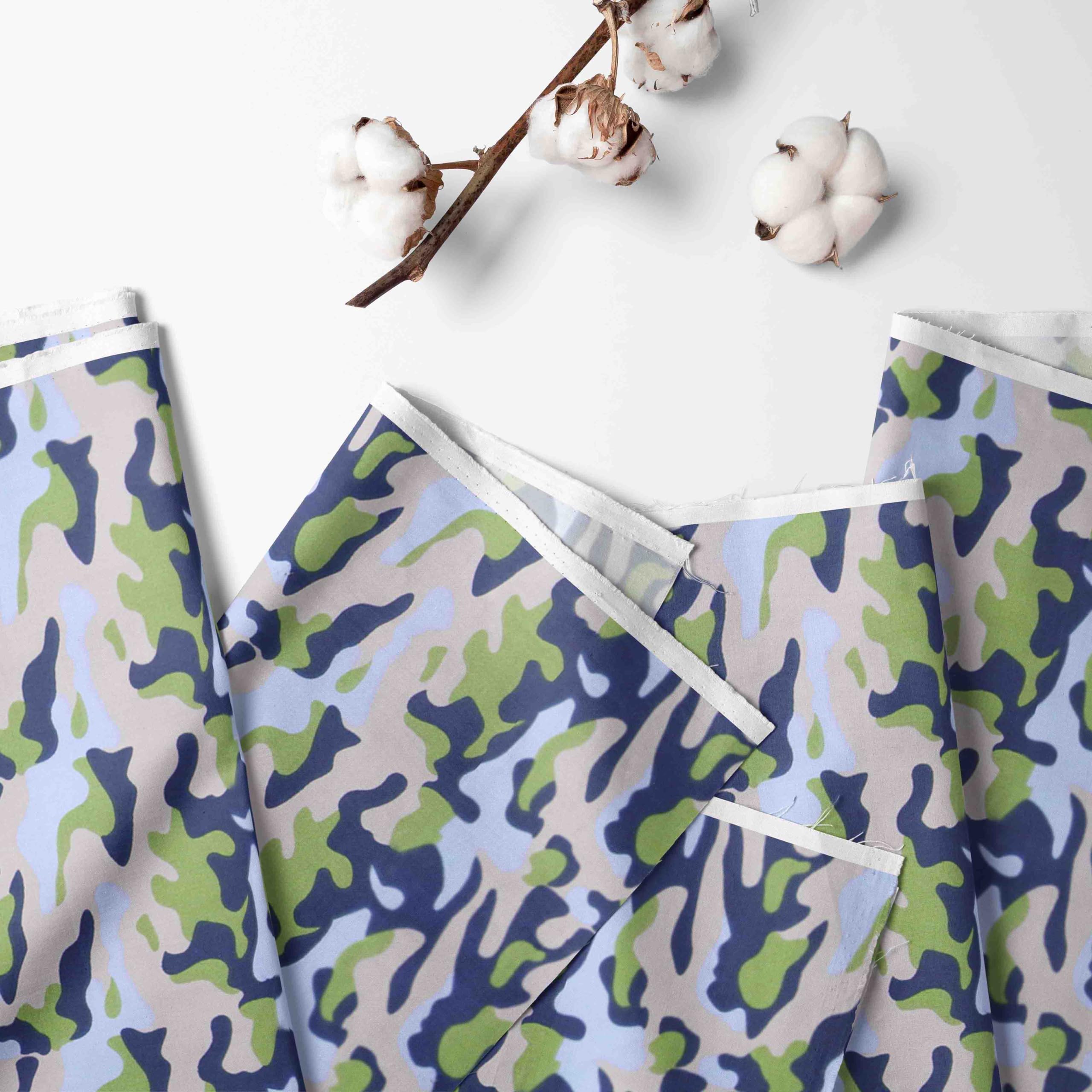 Bacati - 2 Pack Crib Fitted Sheets - CAMO Blue Navy Green Beige Soft Breathable 100% Cotton Percale Baby Sheets - Fits Standard 28 x 52 X 5 inches Crib & Toddler Mattresses