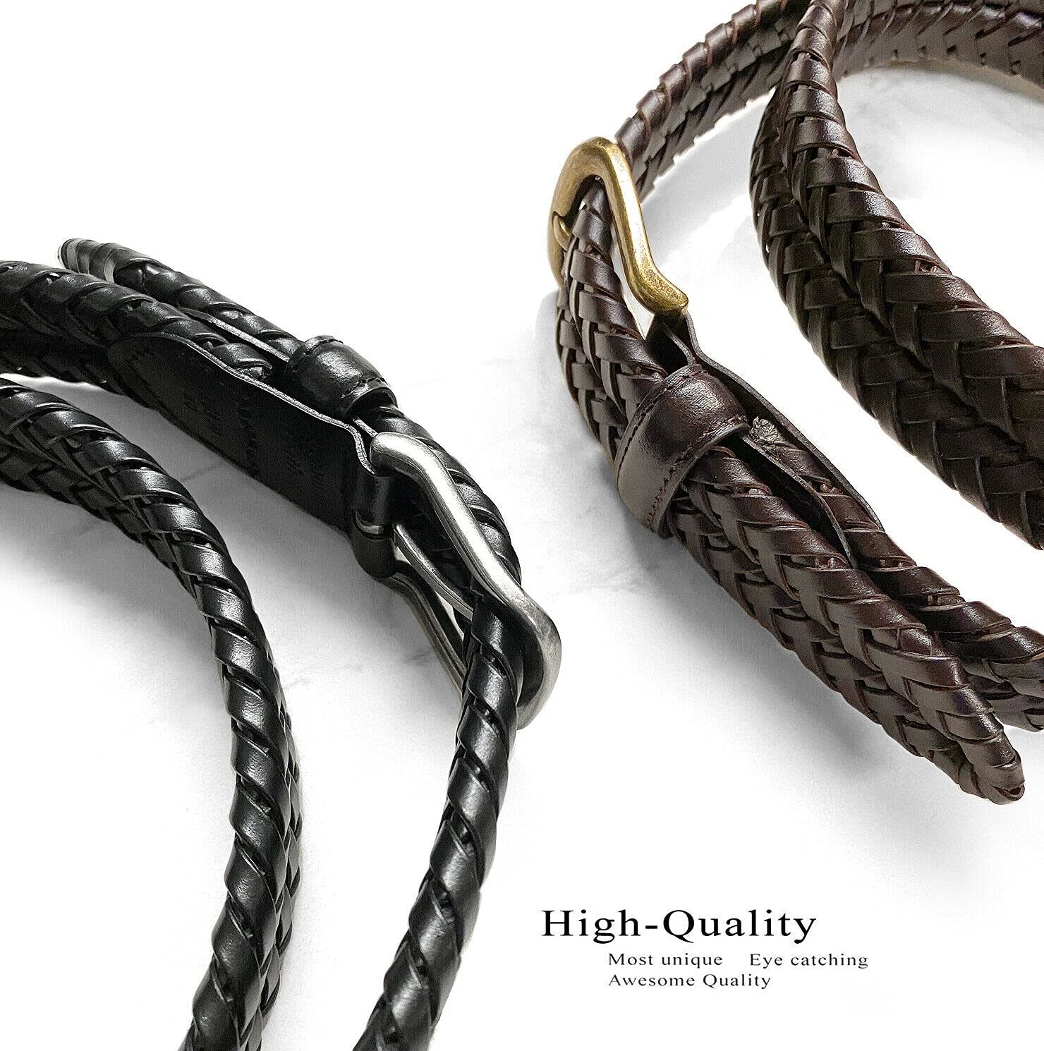 20150 Braided Belt Genuine Leather Braided Woven Casual Dress Belt 1-1/4"(32mm) Wide (Black, 36)