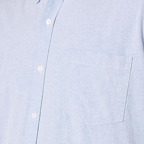 Amazon Essentials Men's Regular-Fit Short-Sleeve Pocket Oxford Shirt, Blue, X-Large