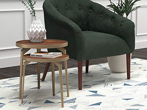 Amazon Brand β Rivet Mid-Century Nested Metal Side Tables, Set of 2, Brass/Walnut Finish