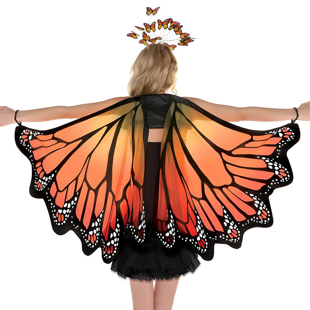 Amscan Orange Monarch Wings Accessory - 24.5 x 53 (Pack of 2) - Stunning, Premium Quality Costume, Perfect for Halloween, Cosplay, and Dance Performances